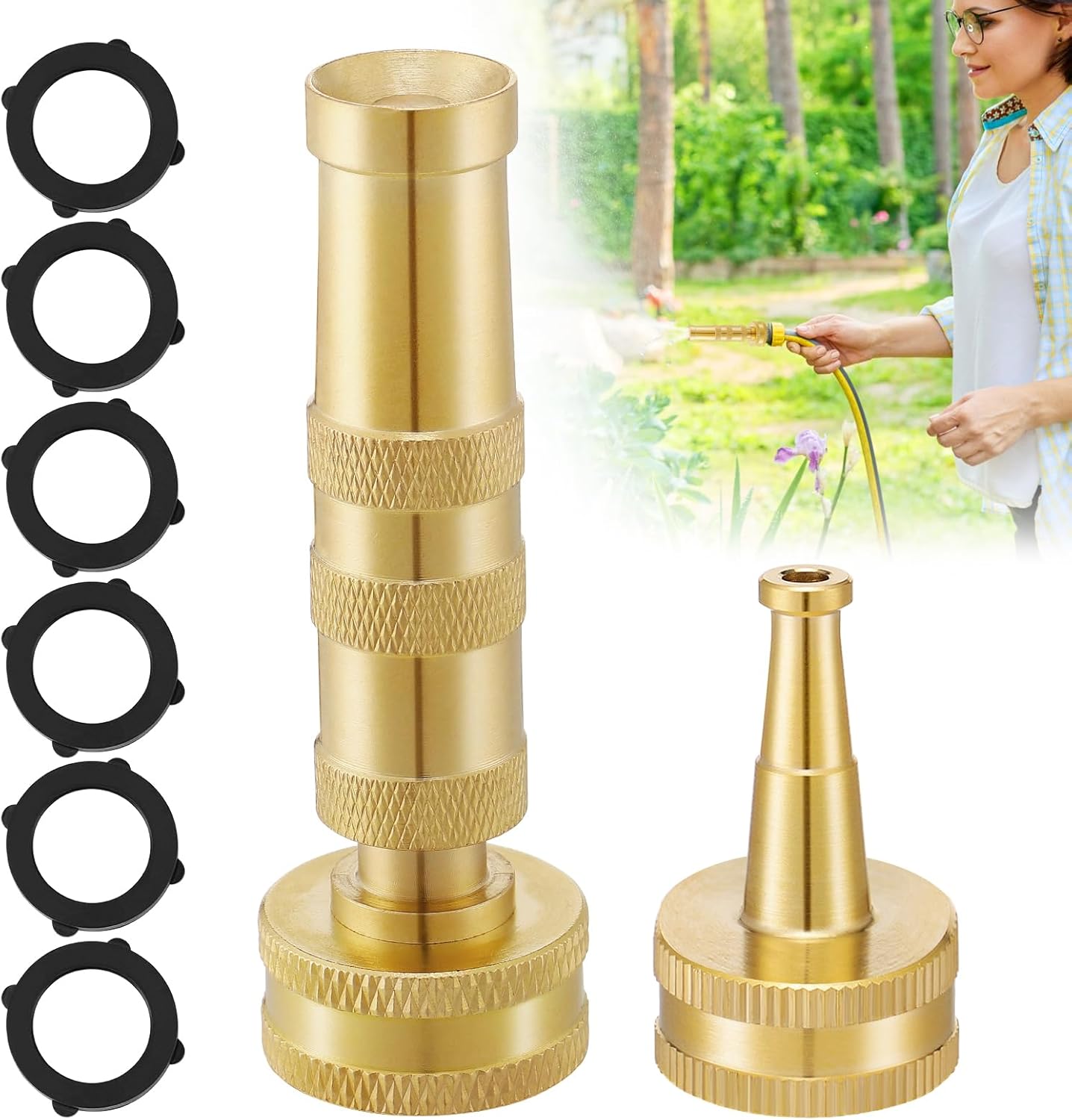 Amazon.com: Heavy-Duty Brass Hose Nozzle - High Pressure Jet for Garden ...