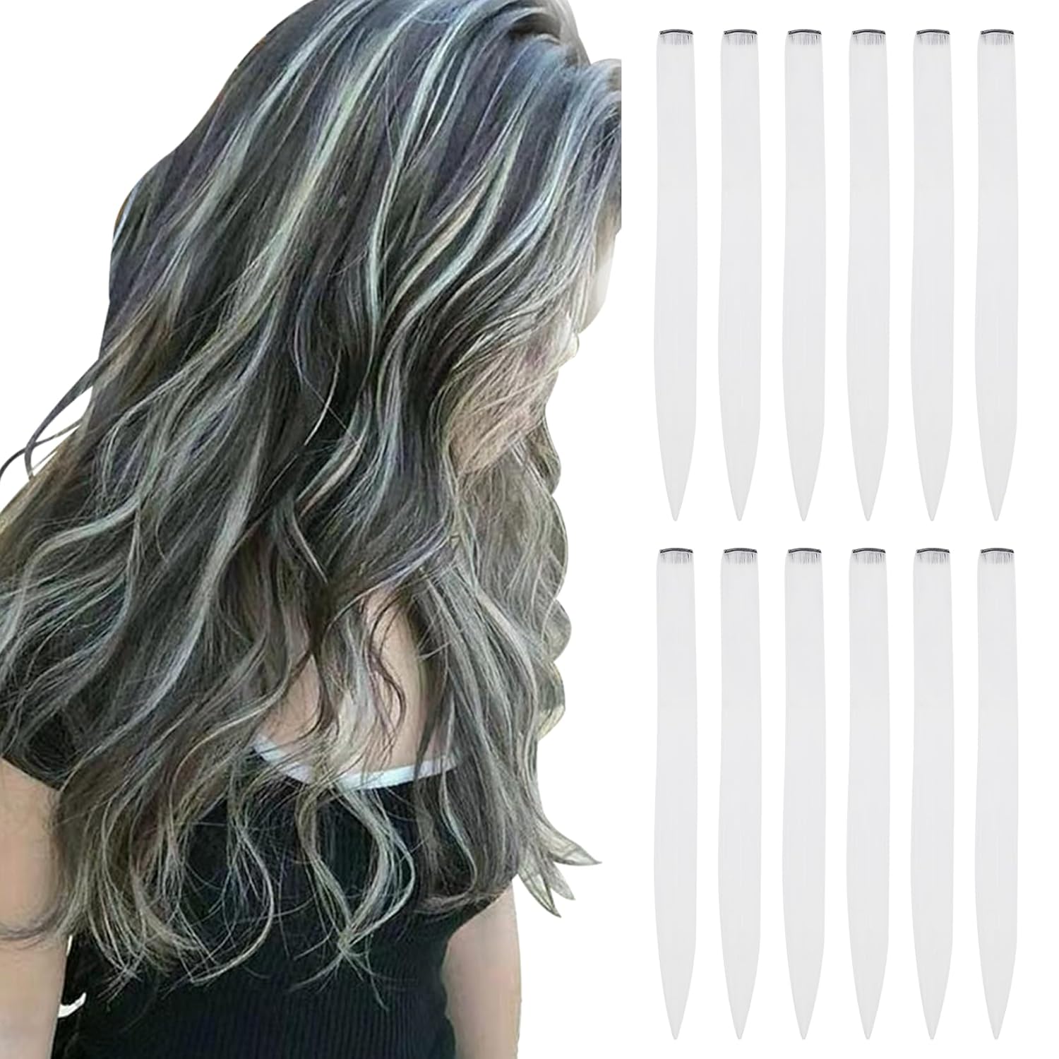 Amazon.com : BUMMSEVEN 12 Pcs White Hair Extensions Clip in for Kids ...