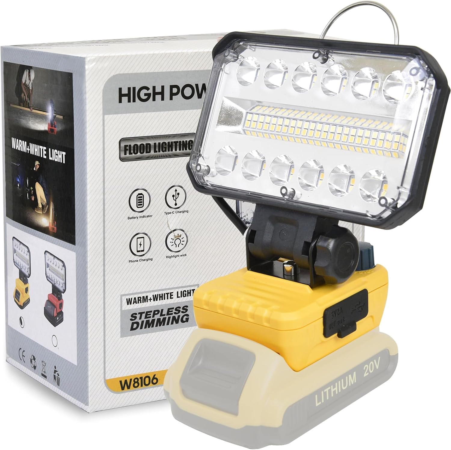 Cordless LED Work Light for Dewalt 20v Battery, Flashlight 20V for ...