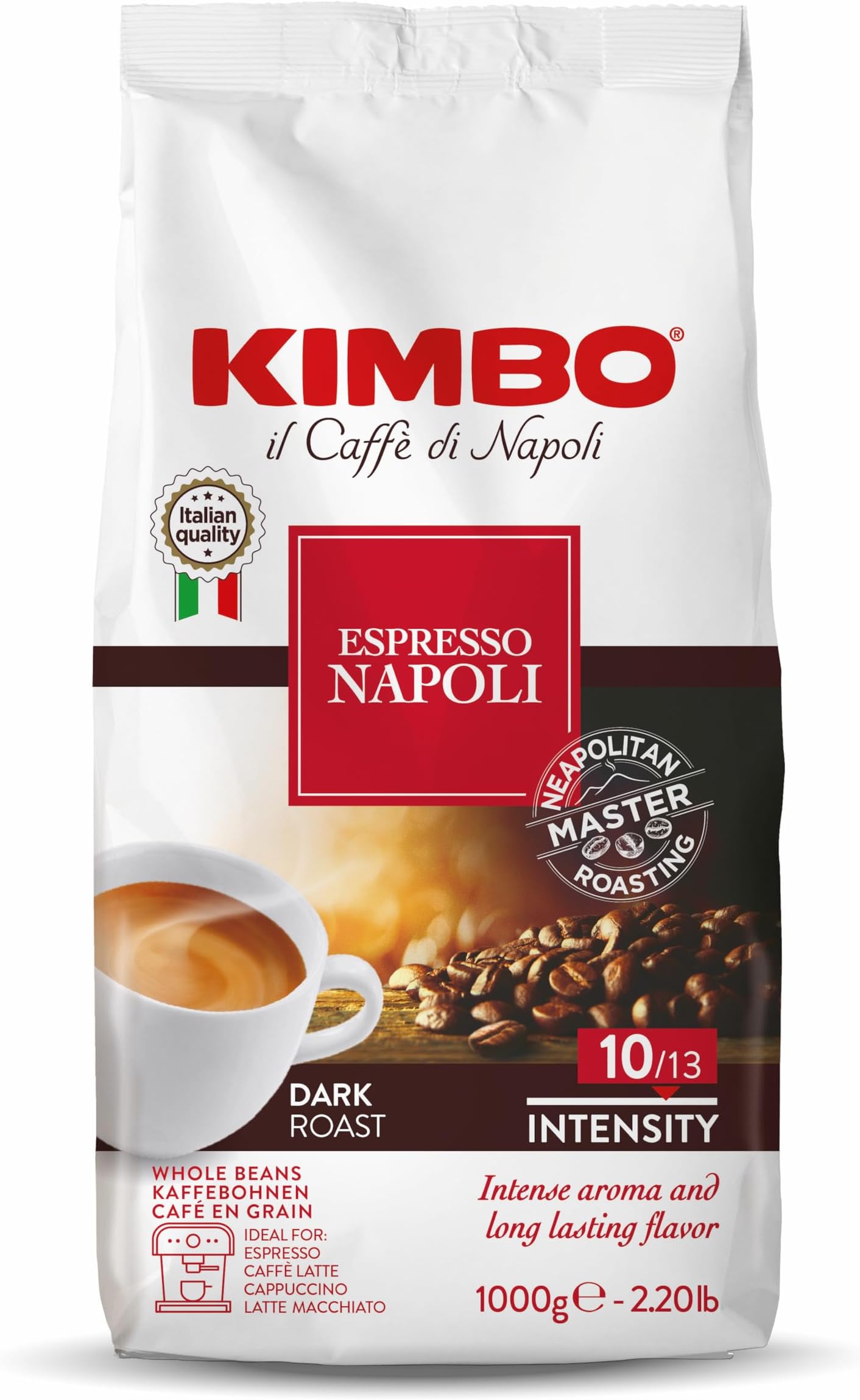 Amazon.com : Kimbo Espresso Napoletano Whole Coffee Beans, Dark Roast ...