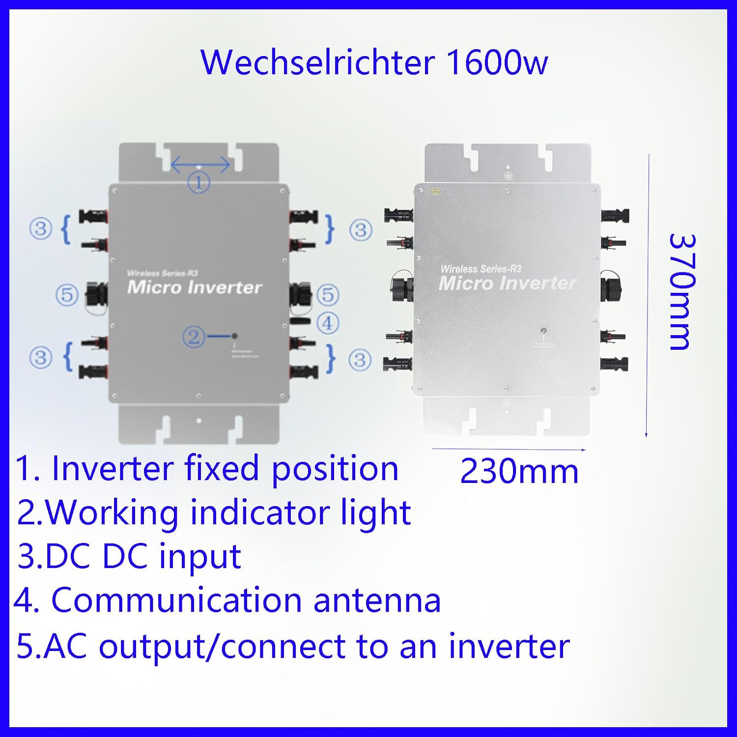 Balcony Power Plant Inverter 1600w Pv Micro Inverter with Ip65 ...