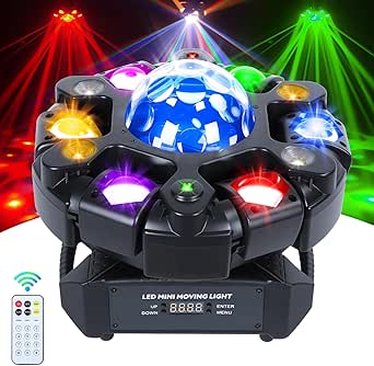 120W RGBW 6-Arm Moving Head Light, DMX512 Sound Activated Remote ...