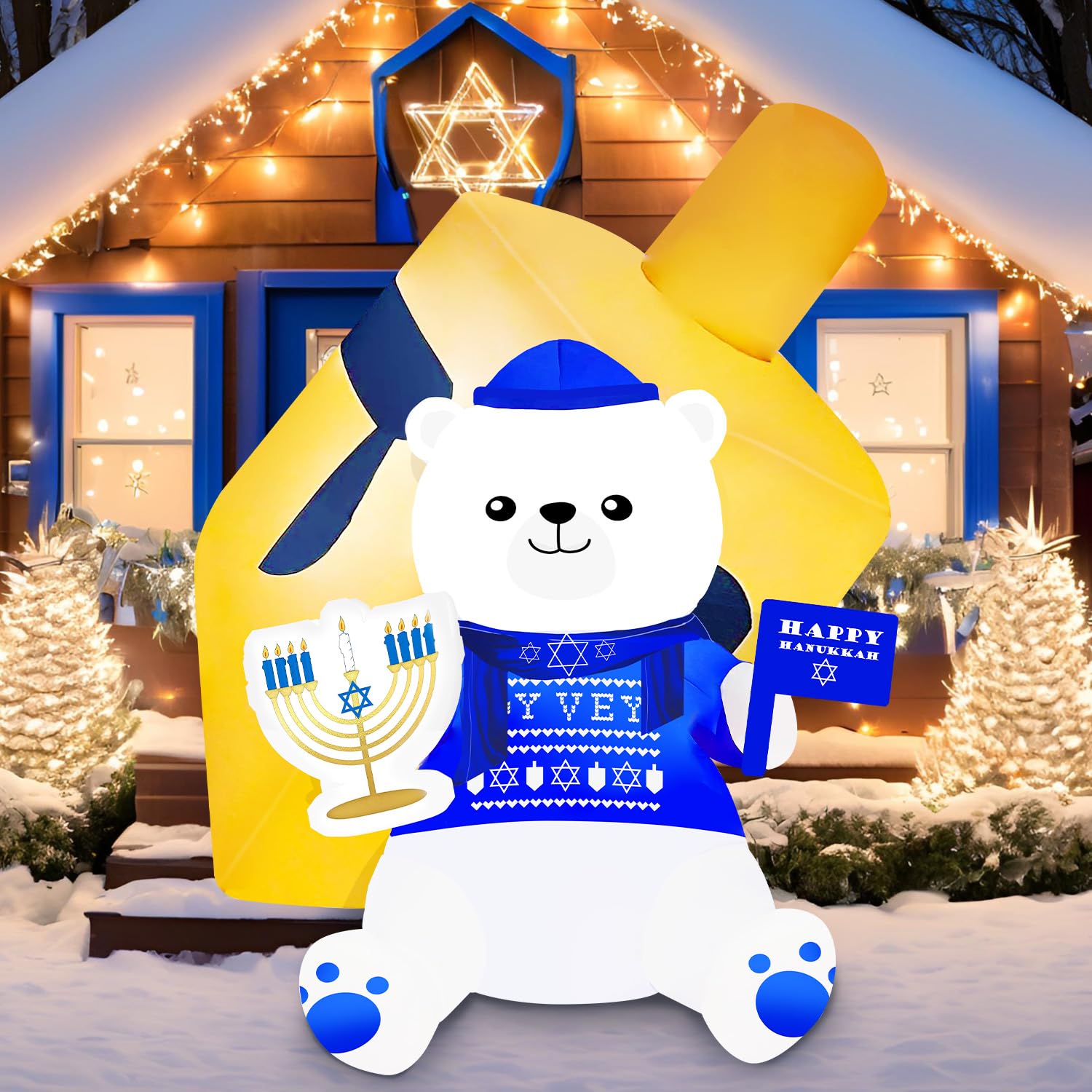 Amazon.com: 5 Ft Hanukkah Inflatables Outdoor Decorations Bear Holding ...