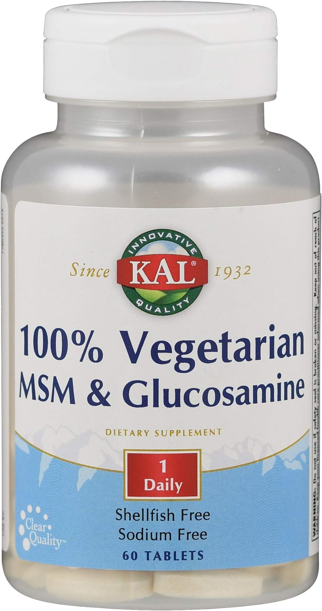 Amazon.com: KAL 100% Vegetarian MSM and Glucosamine Tablet, 500 mg, 60 ...
