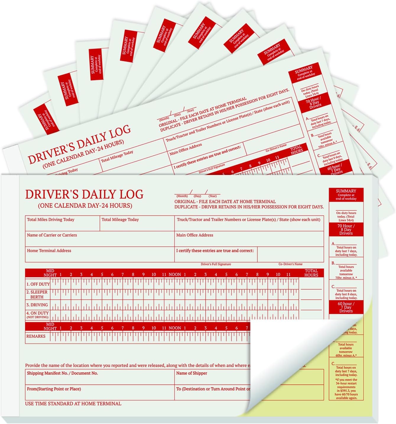 Amazon.com : suituts 12 Pack Driver Daily Log Book, 2 Part Carbonless ...