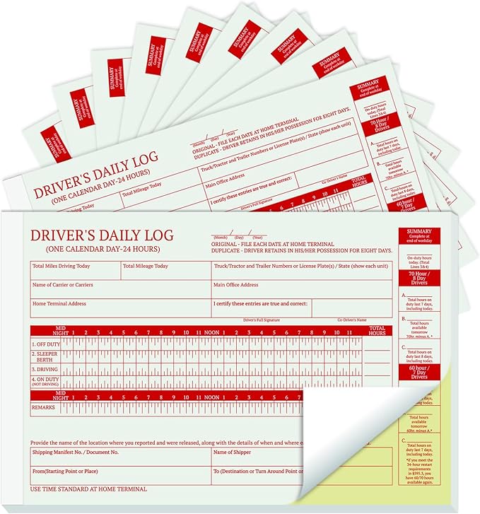 Amazon.com : suituts 12 Pack Driver Daily Log Book, 2 Part Carbonless ...