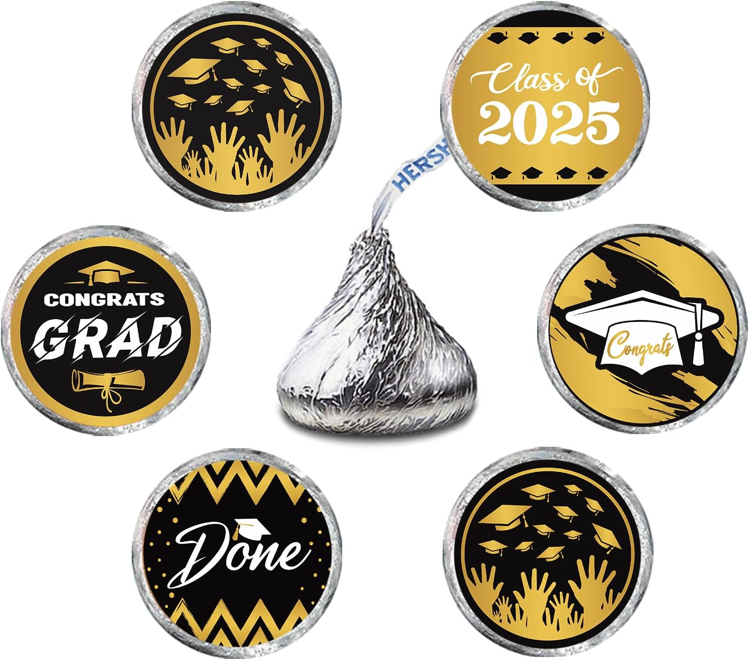 Amazon.com: Gold and Black Graduation Party Favors Stickers for ...