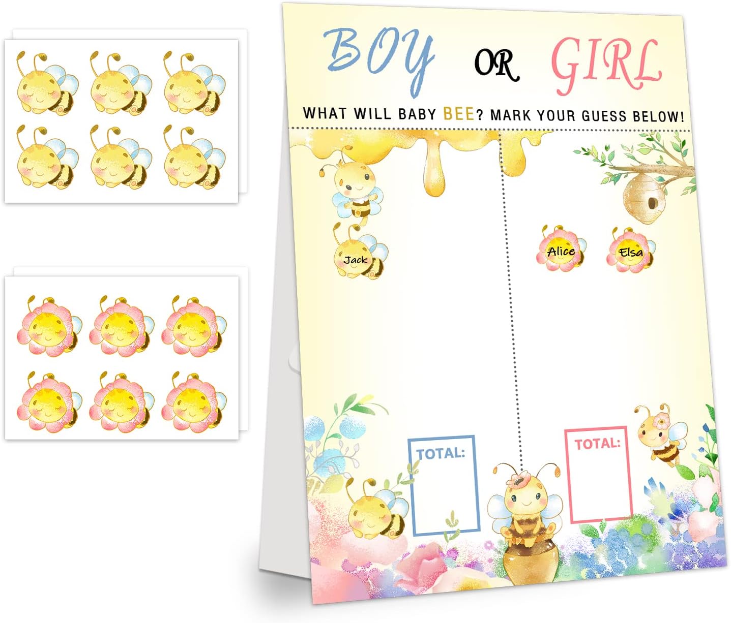 Amazon.com: Boy or Girl Voting Gender Reveal Bee Theme Party Game With ...