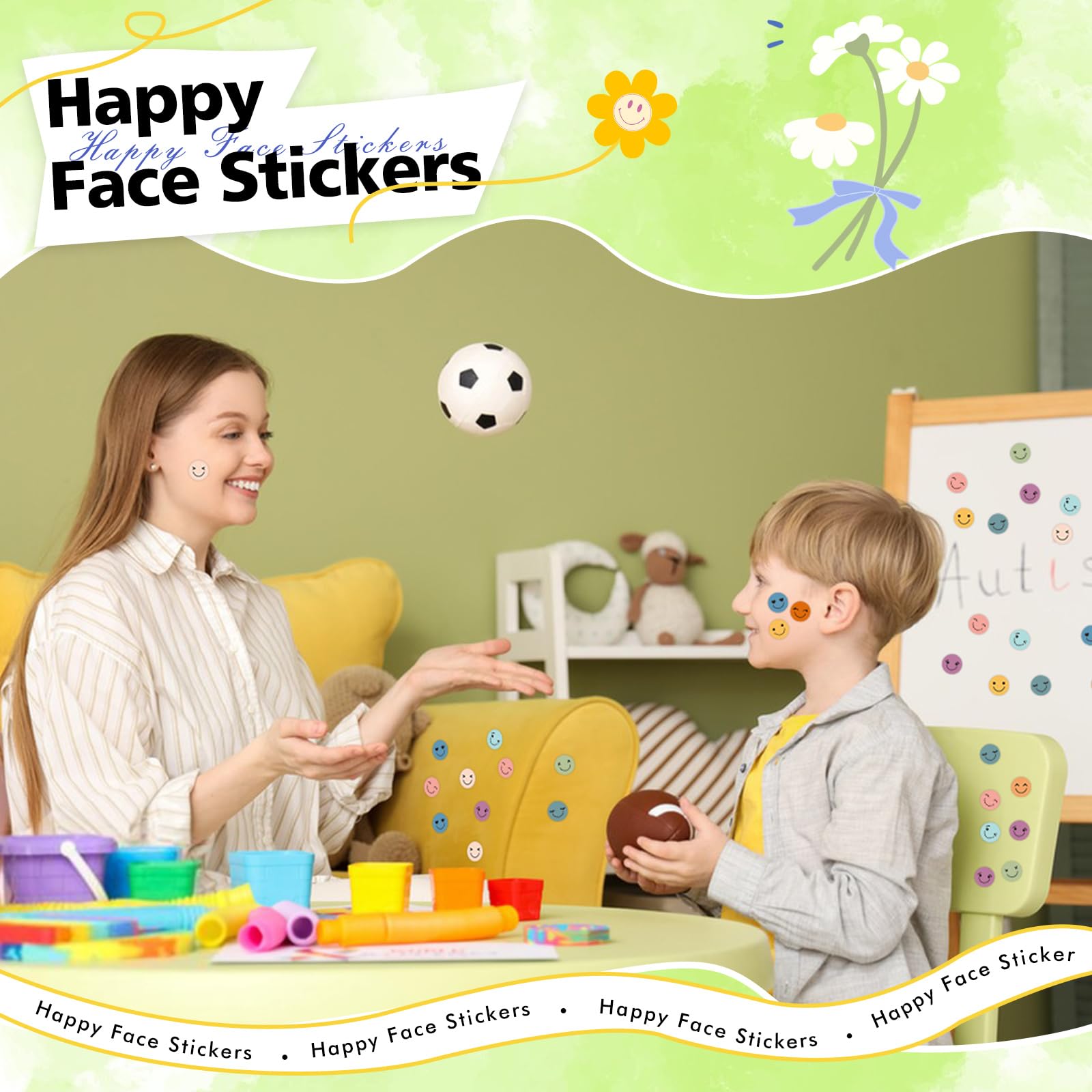 Snapklik.com : 6000 Pcs Boho Smiley Face Stickers - 0.4 Inch 10 Colors ...