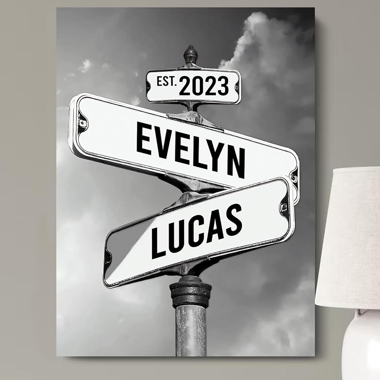 Amazon.com: Personalized Vintage Street Sign Canvas for Couples ...