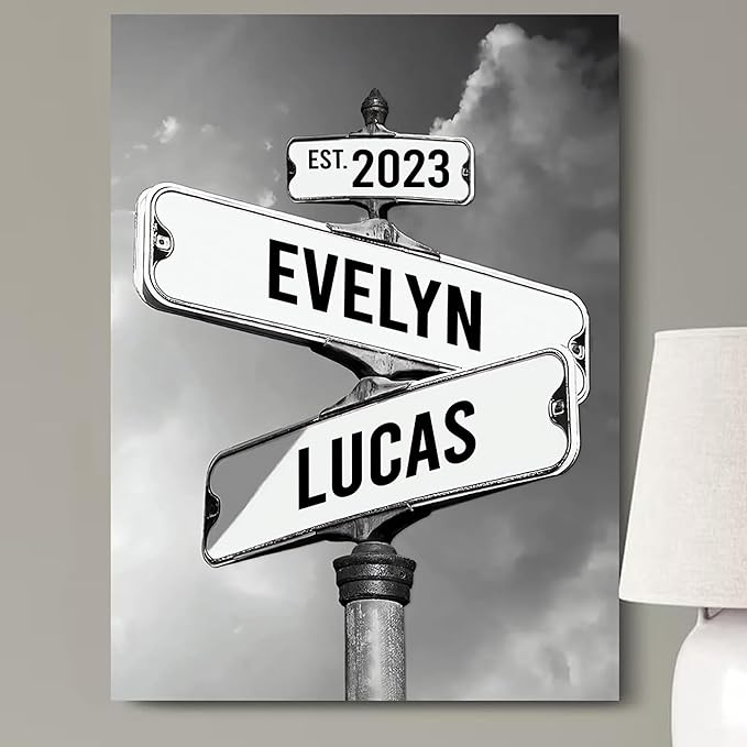 Amazon.com: Personalized Vintage Street Sign Canvas for Couples ...