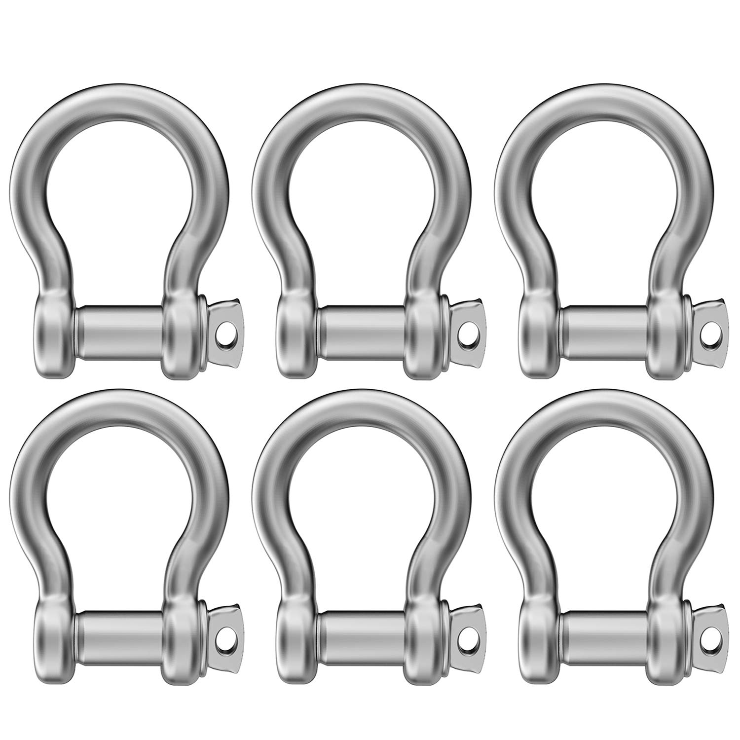 Snapklik.com : 1/4 Inch 304 Stainless Steel D Ring Shackles Screw Pin ...
