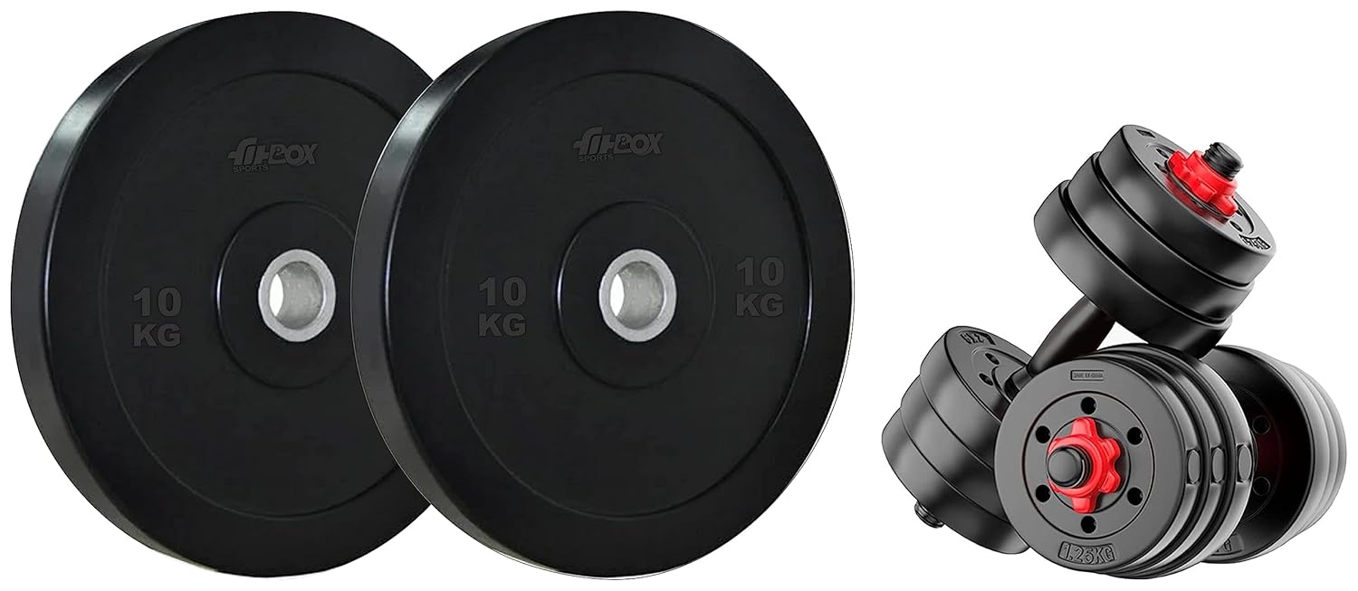 Buy FitBox Sports Rubber Plates 20Kg Weight Plates, 10kg x 2 (Black ...