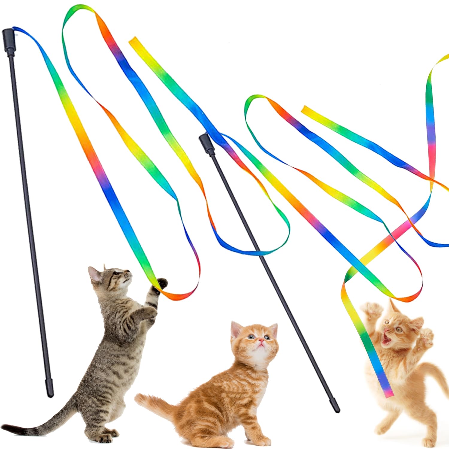 Amazon.com : itPlus Indoor Cats Toy(2Packs), Interactive Cat Wand Toys ...