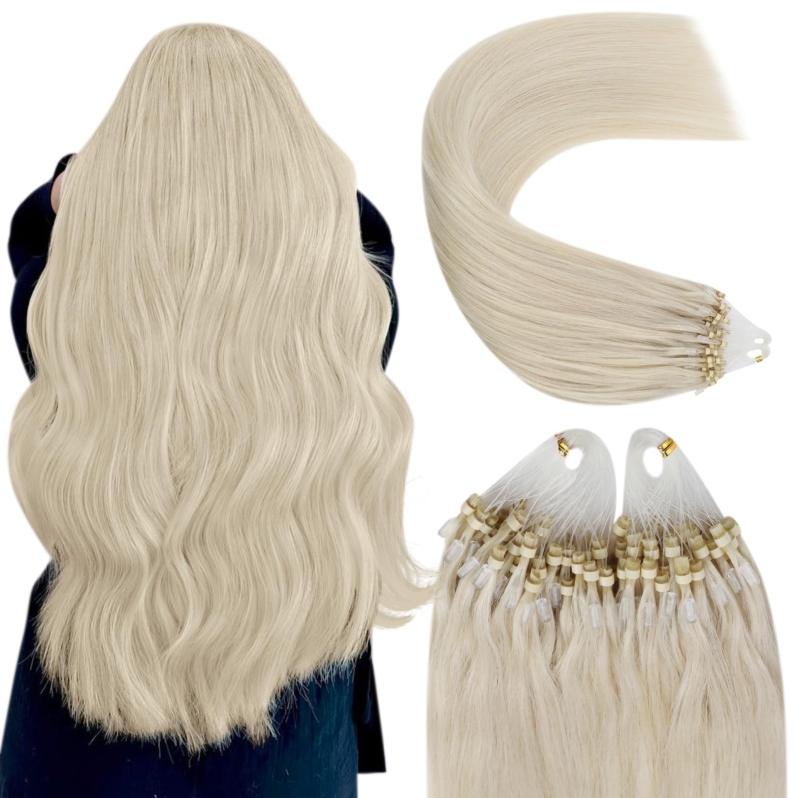 Amazon.com : YoungSee Microlink Hair Extensions Human Hair Blonde ...