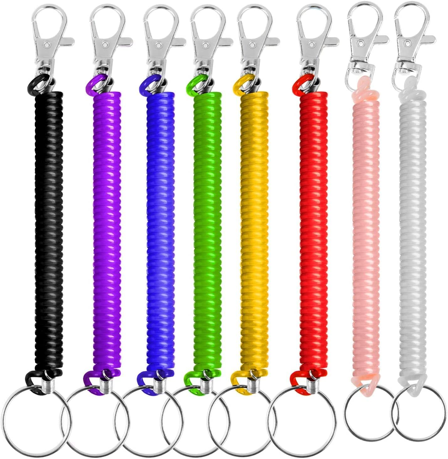 VPPIK 8 Pcs Stretchy Spiral Keyring - 8 Colors Colourful Plastic ...