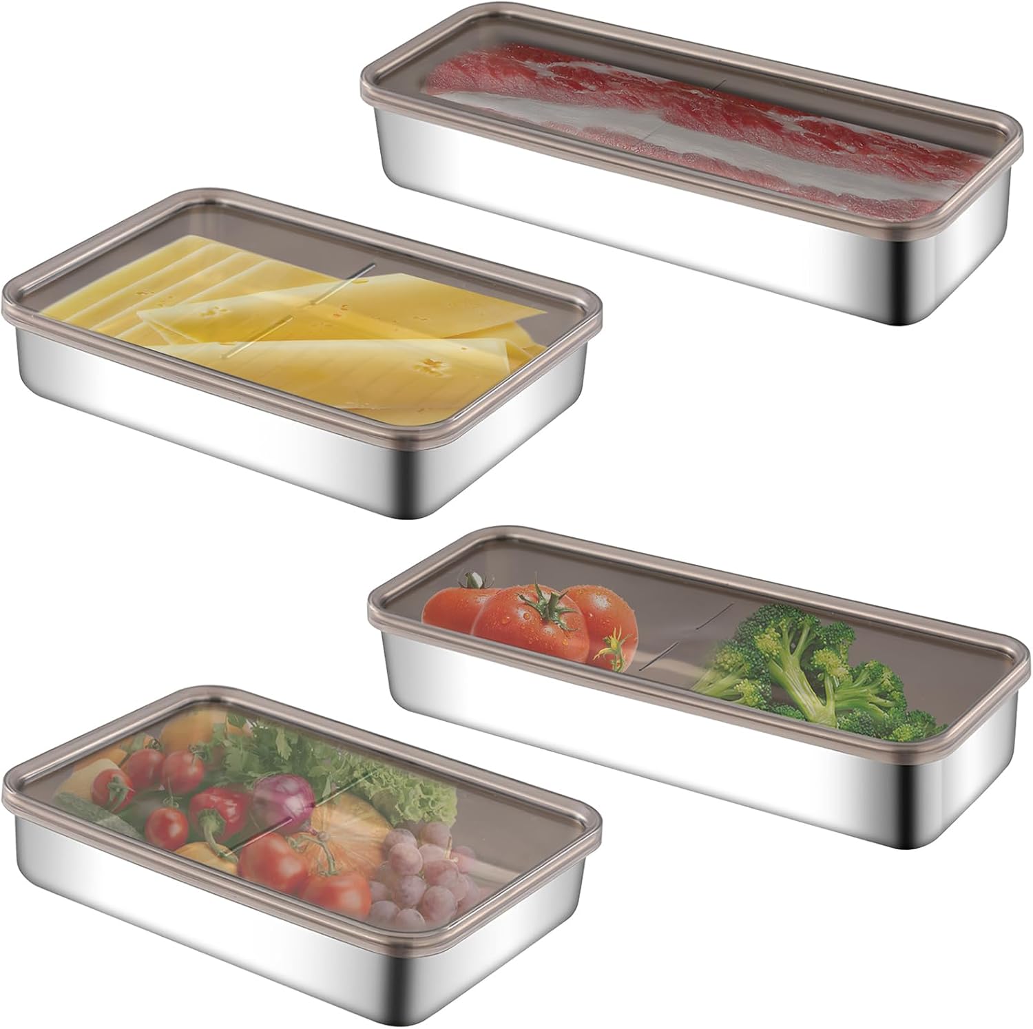 Bacon Storage Container for Fridge,4 Set Storage Container Deli Meat ...
