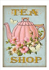 Amazon.com: ZMKDLL Retro Style Tea Shop Metal Sign Door Sign, Tea Rooms ...