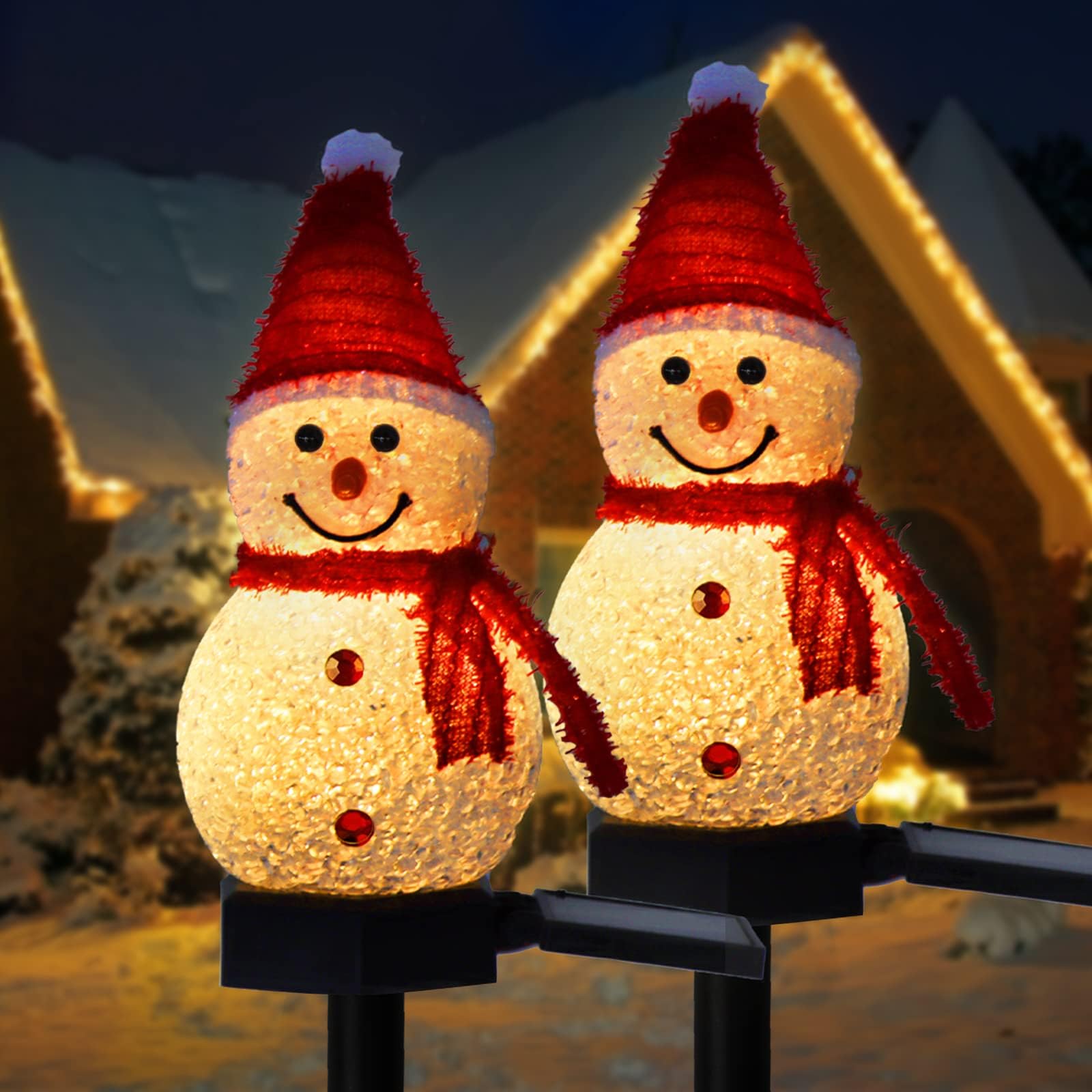 Amazon.com : 4 PCS Solar Snowman Light Decorations, Solar Christmas Snowman Stake Light, Outdoor ...