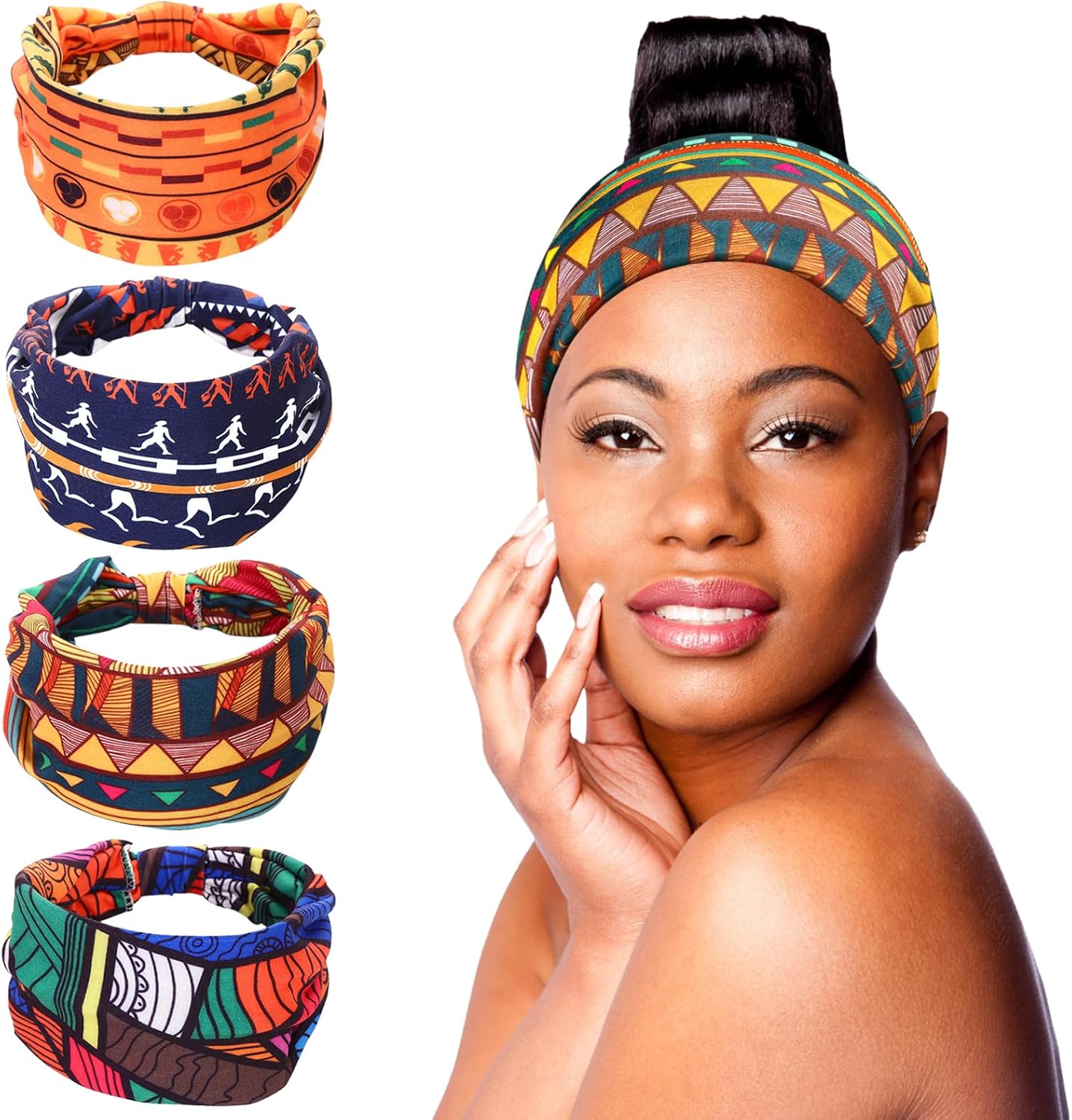 4Pcs Head Bands Adult Women, Elastic Hair Bands For Women African Wide ...