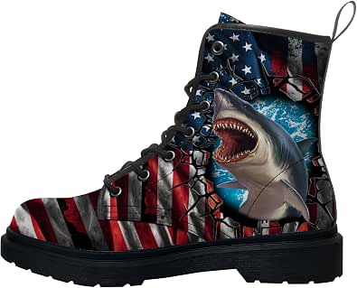 Amazon.com | Shark Boots for Women Men Combat Boots Vegan Leather Anti ...