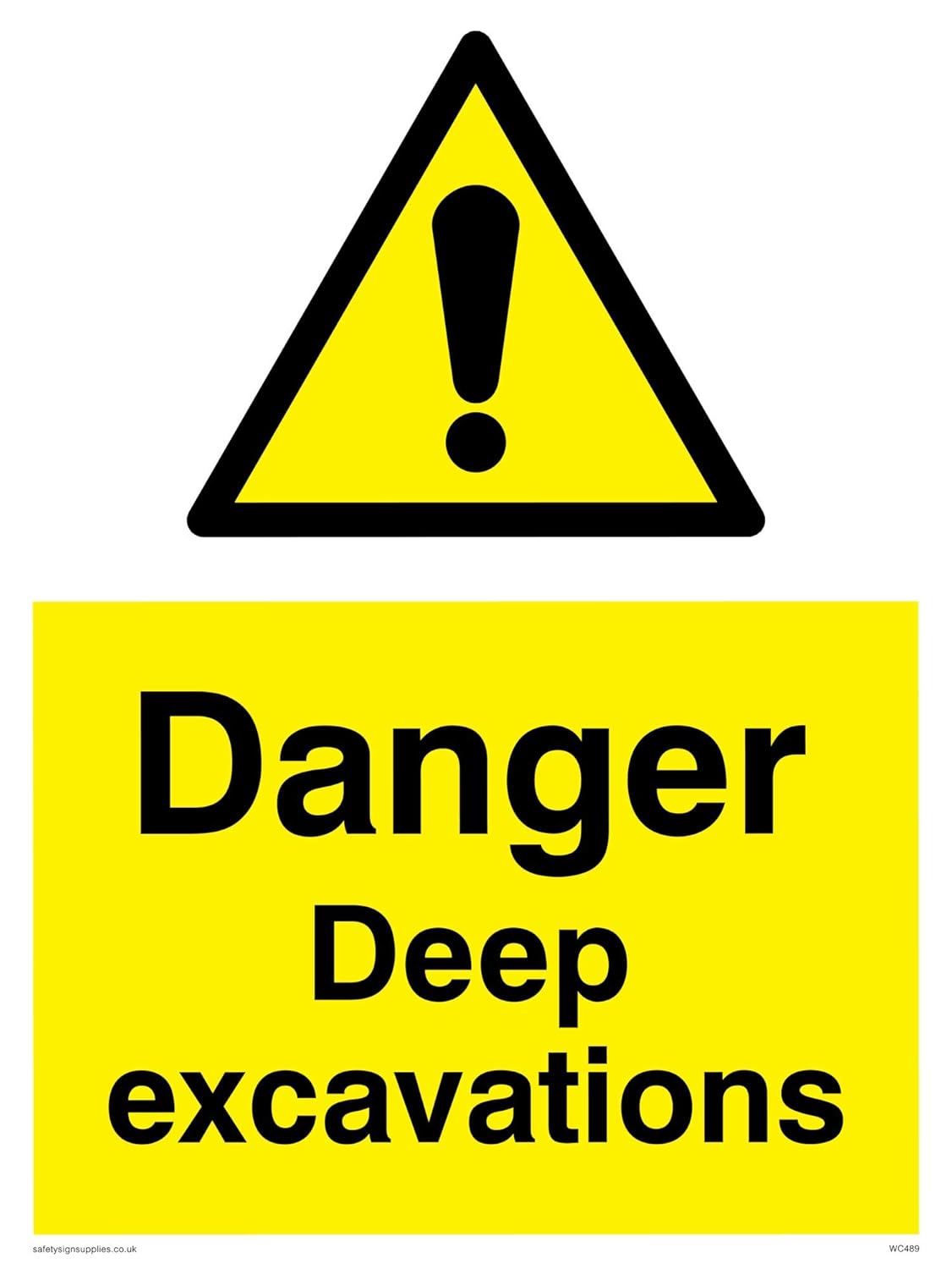 Viking Signs WC489-A3P-AC "Danger Deep Excavations" Sign, Aluminium ...