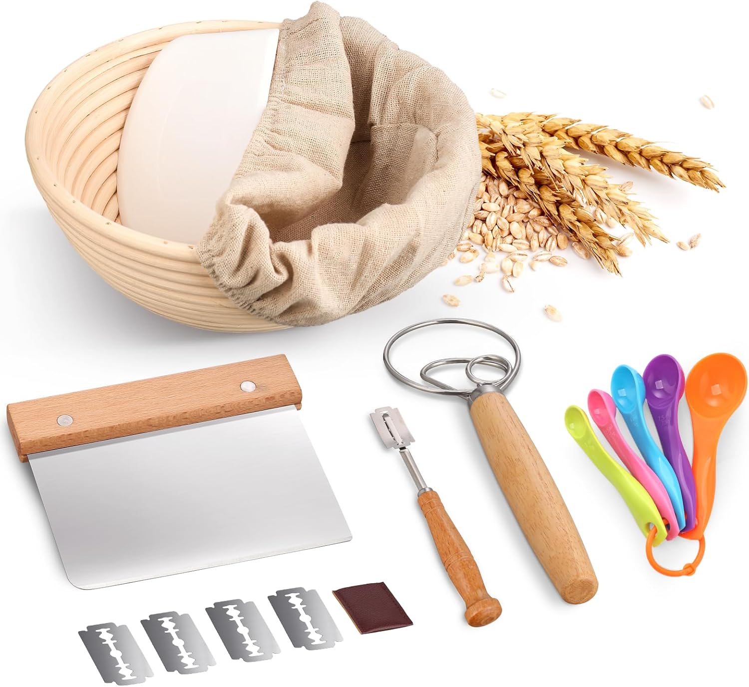 Amazon.com: Jeensley Banneton Sourdough Bread Proofing Basket Bowl with ...