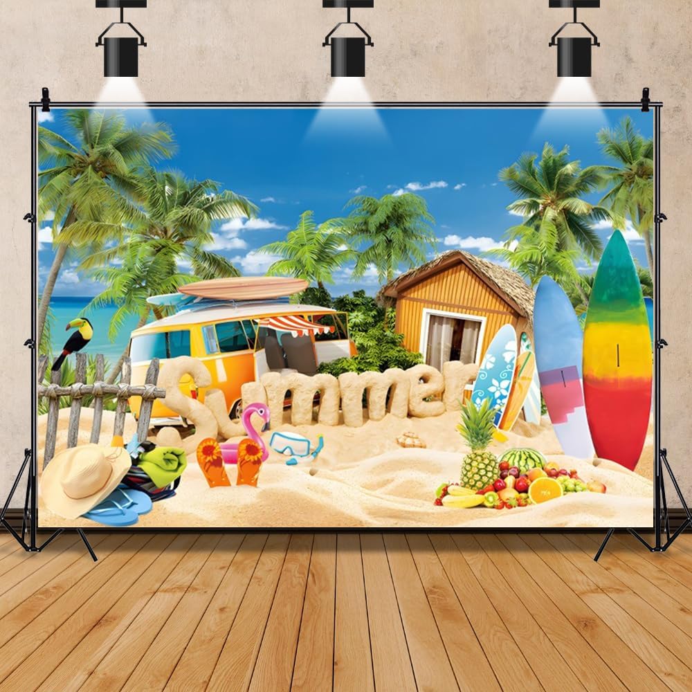 Amazon.com: Leowefowa 20x10ft Vinyl Summer Beach Backdrop Blue Sky ...