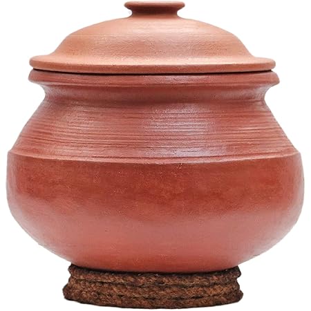 Buy Ecocraft India Online Hand Made Red 2 Liter Clay Pottery Mud Pot ...