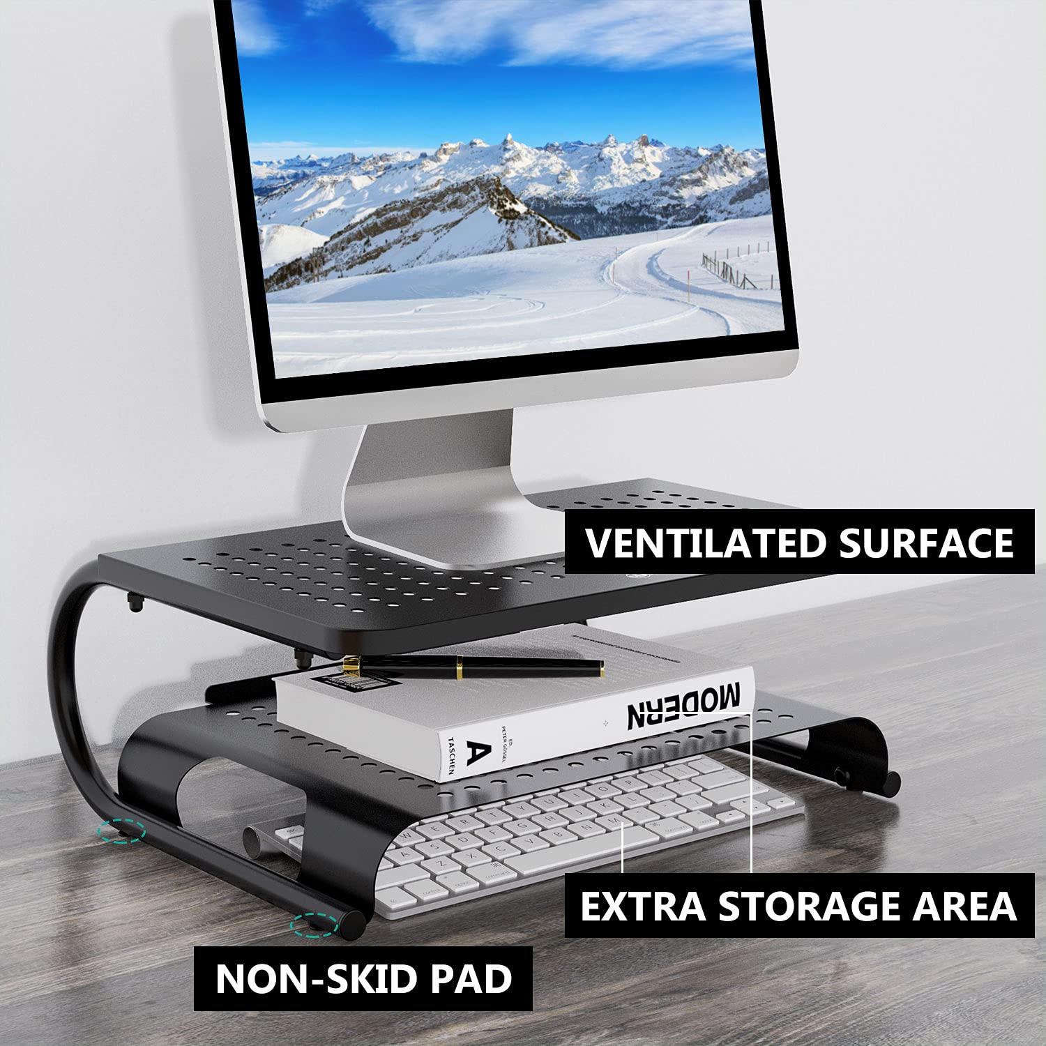 WALI Monitor Stand Riser, Computer Desktop Stand Riser Holder, Vented ...