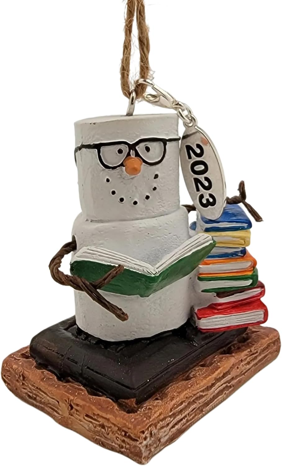 Amazon.com: Bookworm Ornament Book Club Smores Gift Librarian Christmas ...