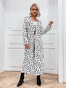 Amazon.com: Jackets for Women Dalmatian Pattern Open Front Longline ...