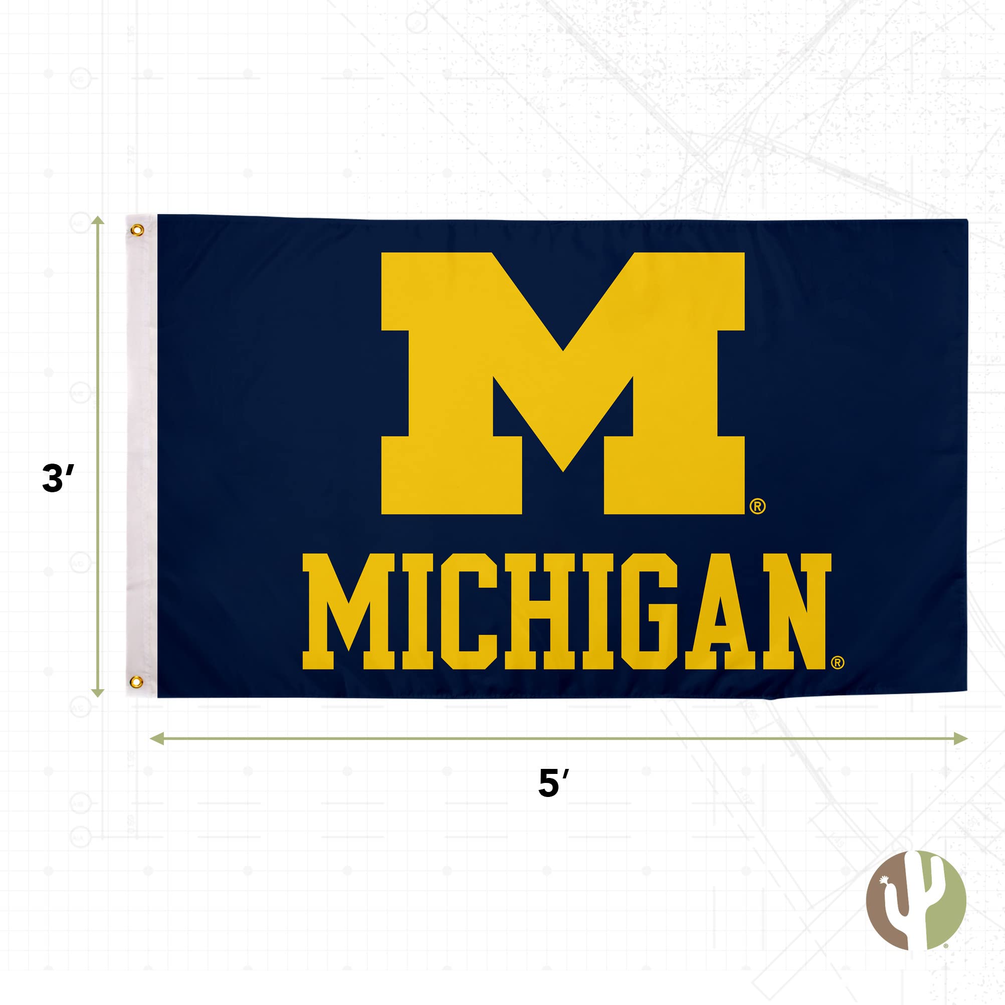 Michigan Wolverines Flag Desert Cactus University Of Michigan Flag ...