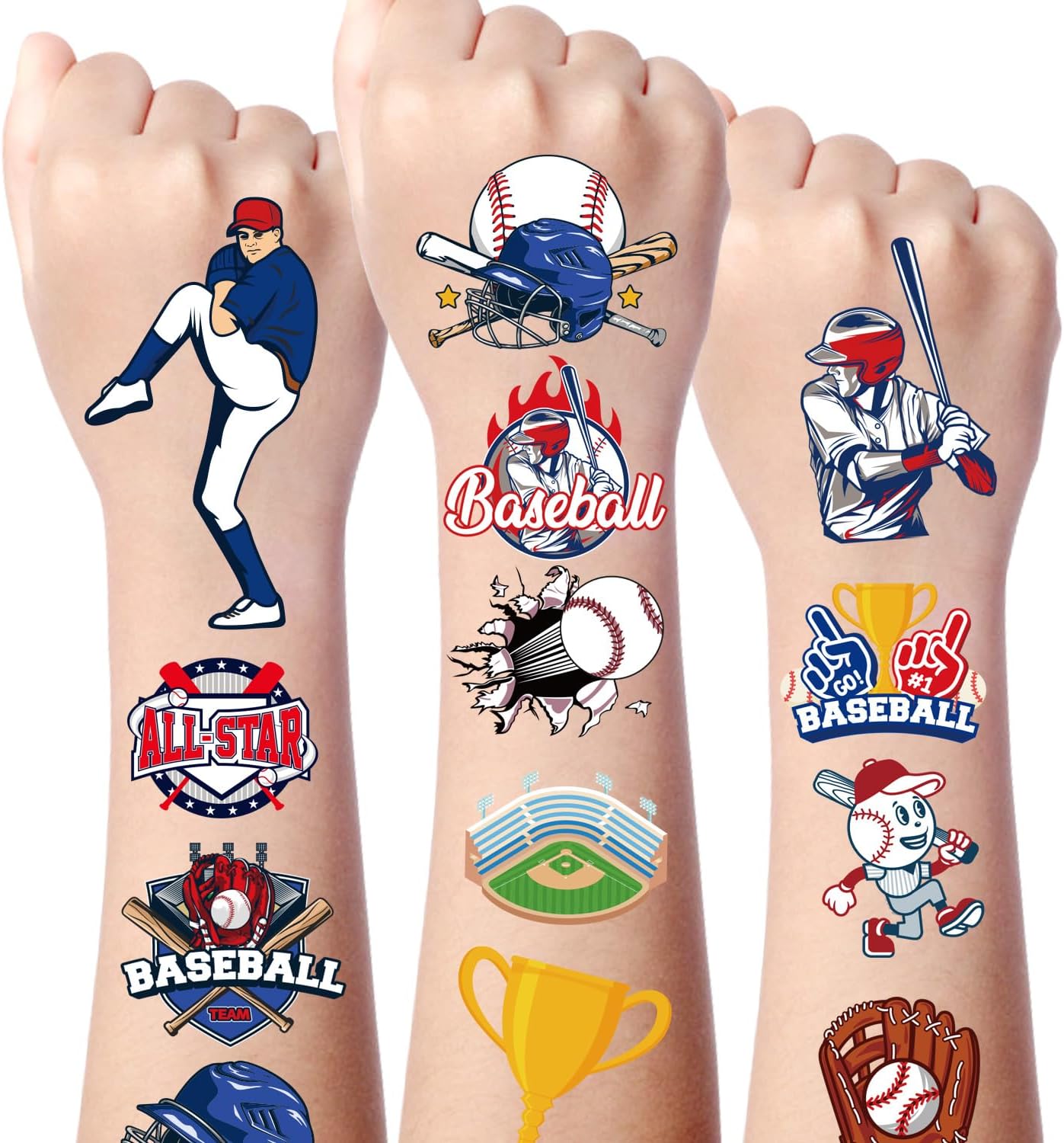 Amazon.com : Gameza Baseball Temporary Tattoos - 200+ Baseball Tattoos ...