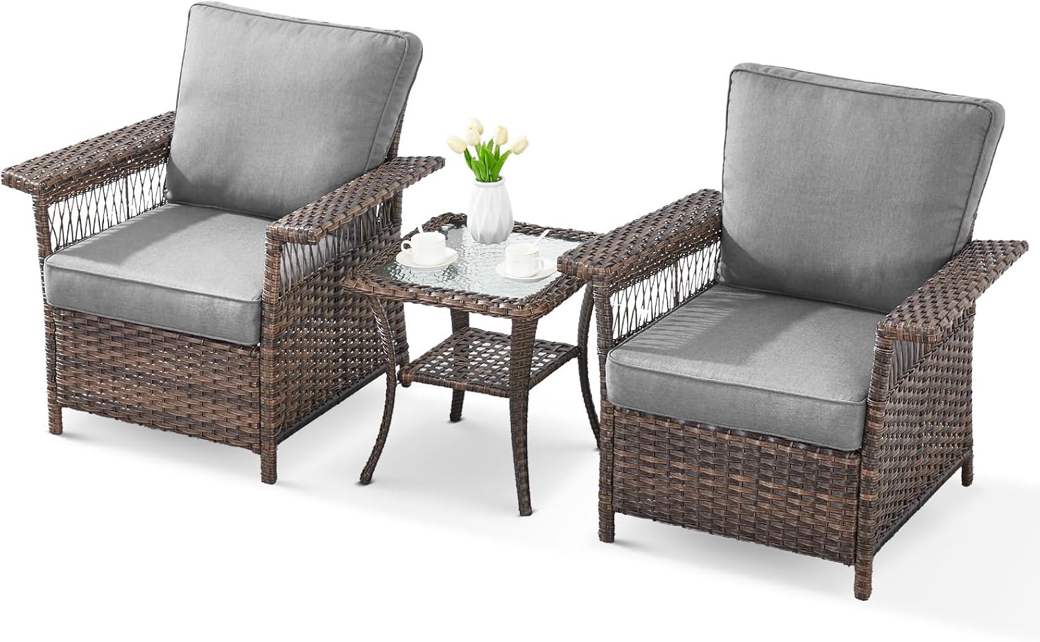 Amazon.com: Artfurniz Wicker Outdoor Chairs Set - 3 Pieces Hollow Widen ...