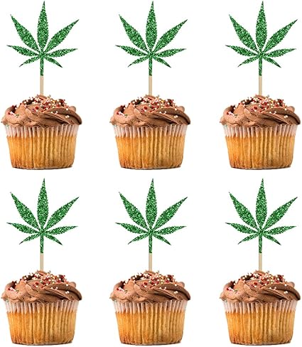 Amazon.com: BIABISD 12 pcs Leaf Cupcake Toppers - Have a Dope Birthday ...