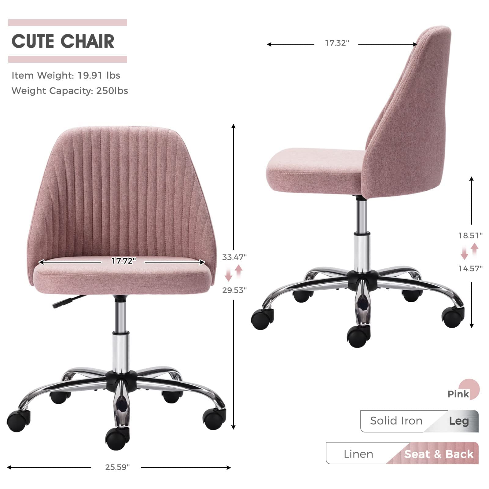 Snapklik.com : Home Office Chair - Armless Computer Desk Chair ...