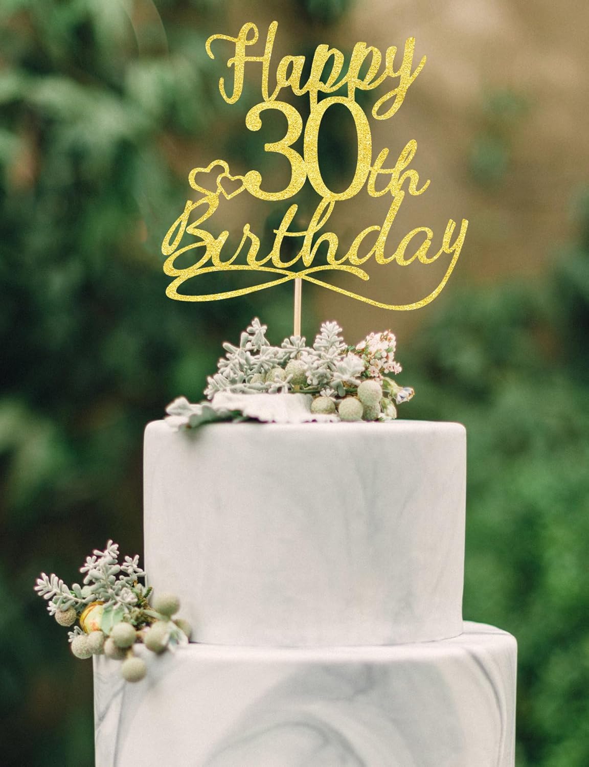 Amazon.com: 30 Birthday Cake Toppers-Gold Glitter, Thirty Cake Topper ...