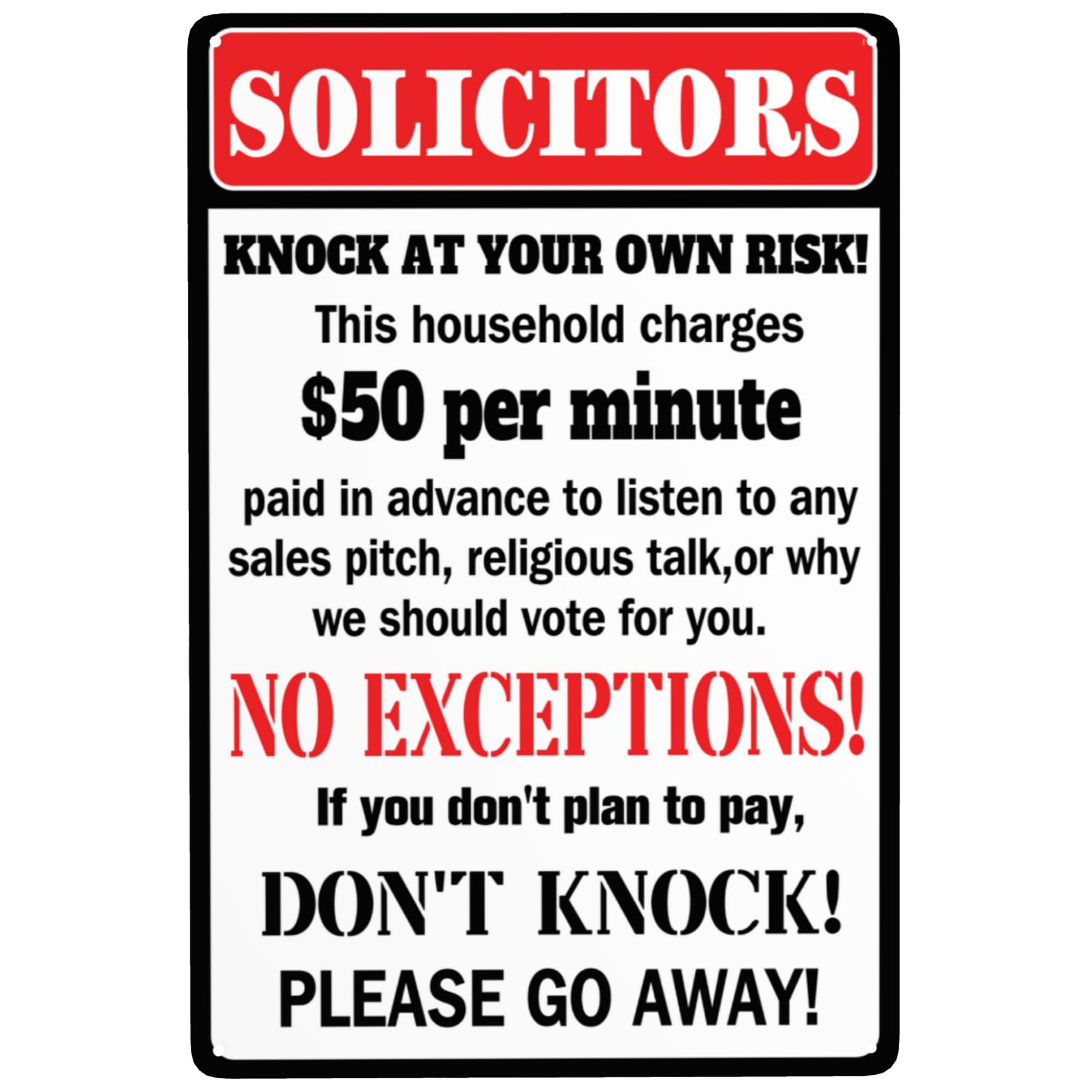 Amazon.com: Funny No Soliciting Signs For House Door Yard Solicitors ...