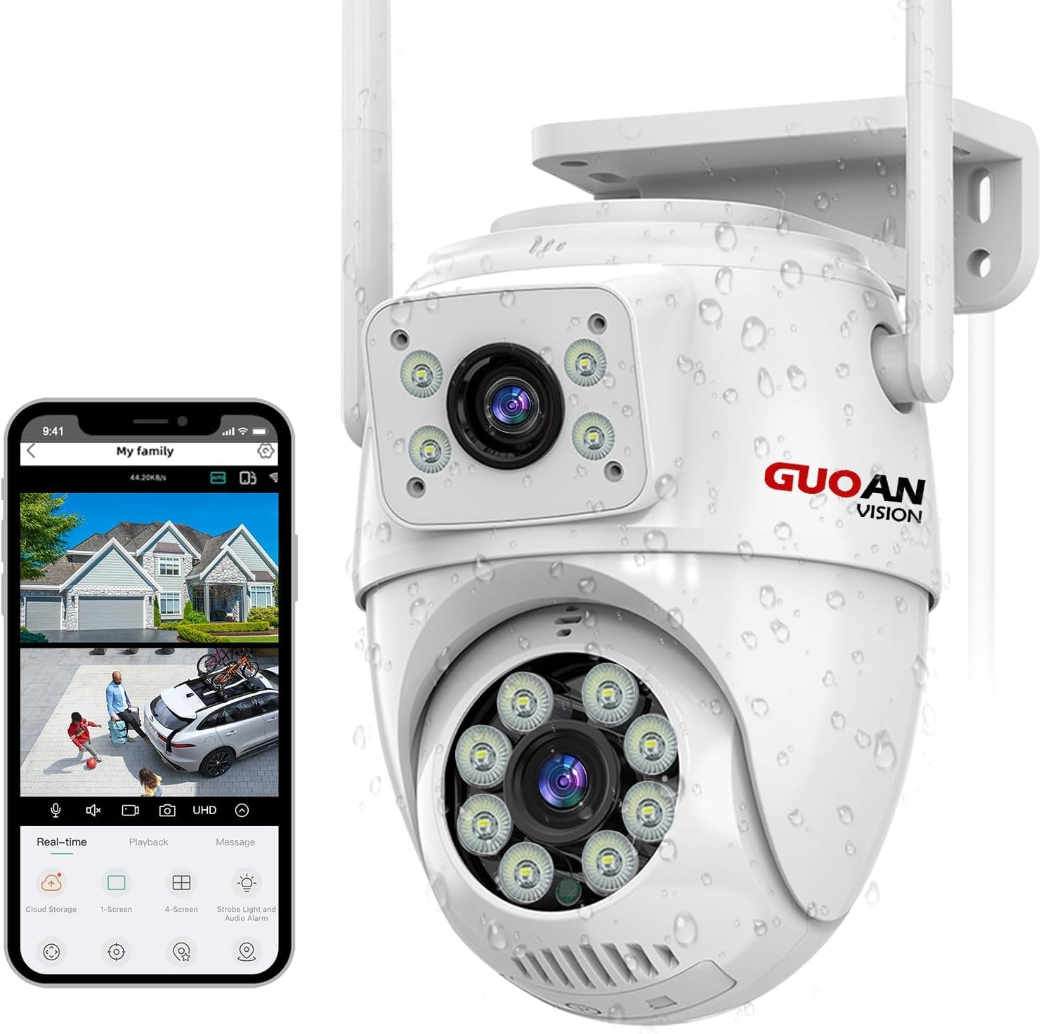 Amazon.com : GUOANVISION 6MP Security Camera Outdoor, Dual Lens Outside ...