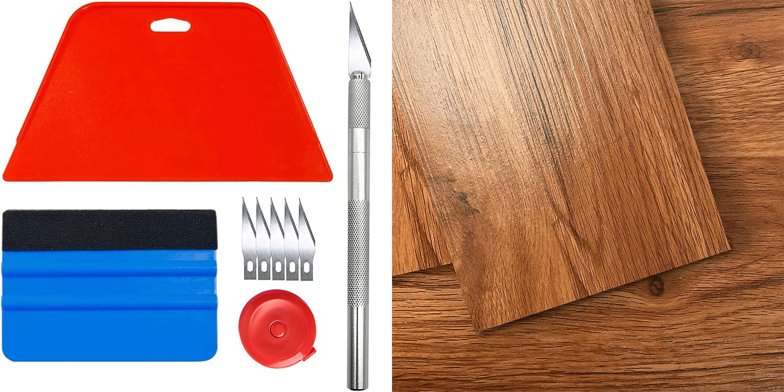 Art3d Smoothing Tool Kit with Peel and Stick Floor Tile Vinyl Wood ...