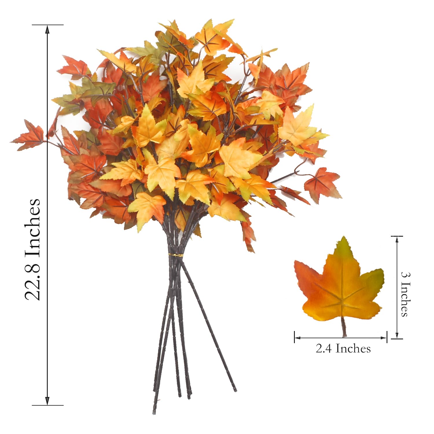 Snapklik.com : 6Pcs Artificial Maple Leaves Branches Fake Fall Maple ...