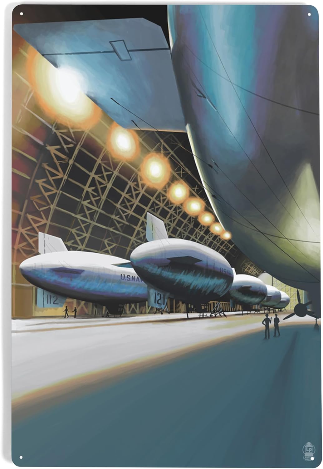 Amazon.com: Lantern Press 12x18 Inch Metal Sign, Blimps in Hangar ...