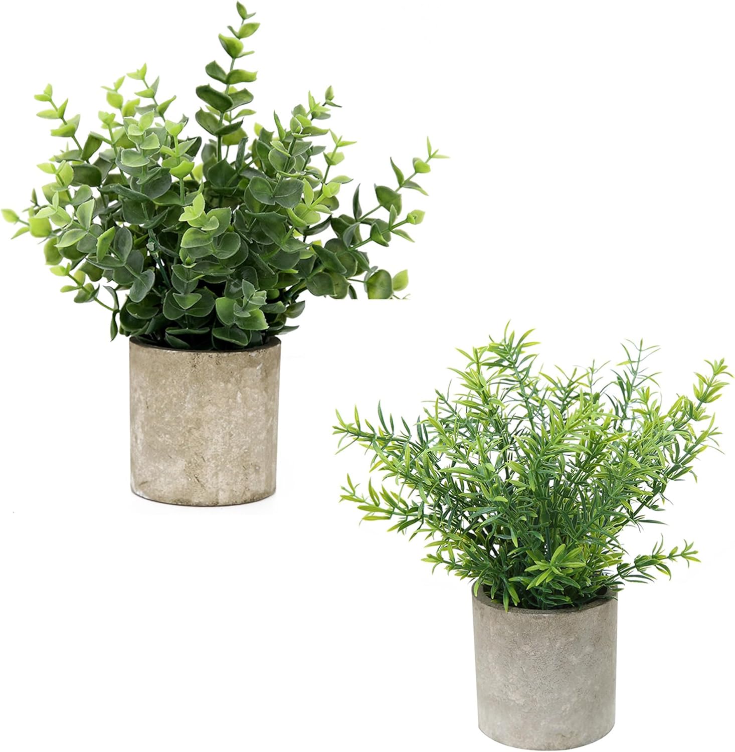 Amazon.com: Flojery 2 Pack Small Fake Plants Faux Eucalyptus Potted ...