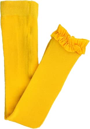 Amazon.com: RuffleButts Girls Footless Ruffle Tights - Yellow - 6-8 ...