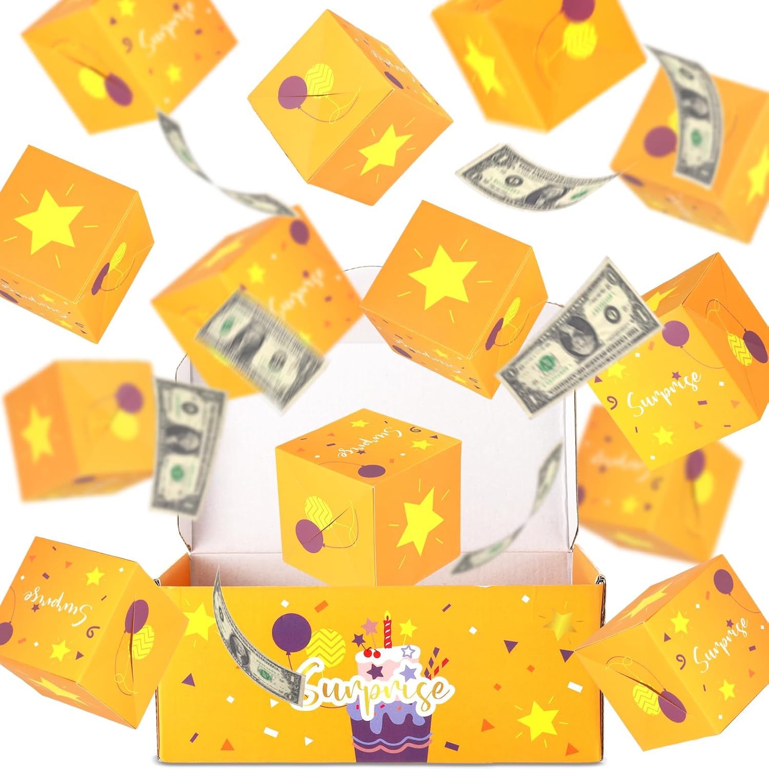 Amazon.com: Guiqulai Surprise Gift Box Explosion for Money, 16 Bouncing Boxes, Happy Birthday ...