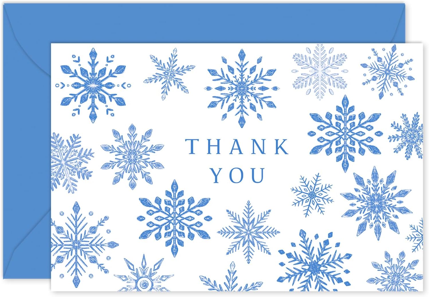Amazon.com: JarThenaAMCS 24 Pack Winter Thank You Card Blue Snowflake ...