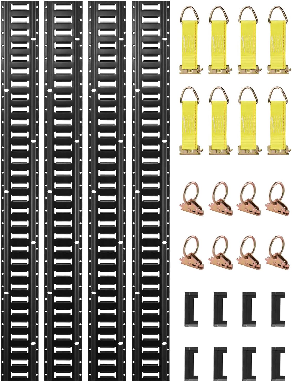VEVOR E Track Tie-Down Rail Kit, 30PCS 5FT E-Tracks Set Includes 4 ...
