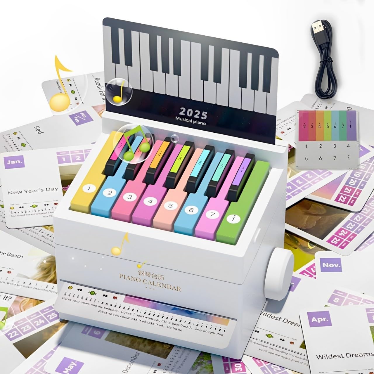 2025 Upgrated Piano Calendar Playable Piano Desk Calendar 2025 With 27 ...