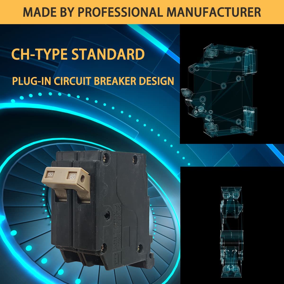 Snapklik.com : OEM CH260 Circuit Breaker, CH 60 Amp Breaker 2 Pole Fit ...